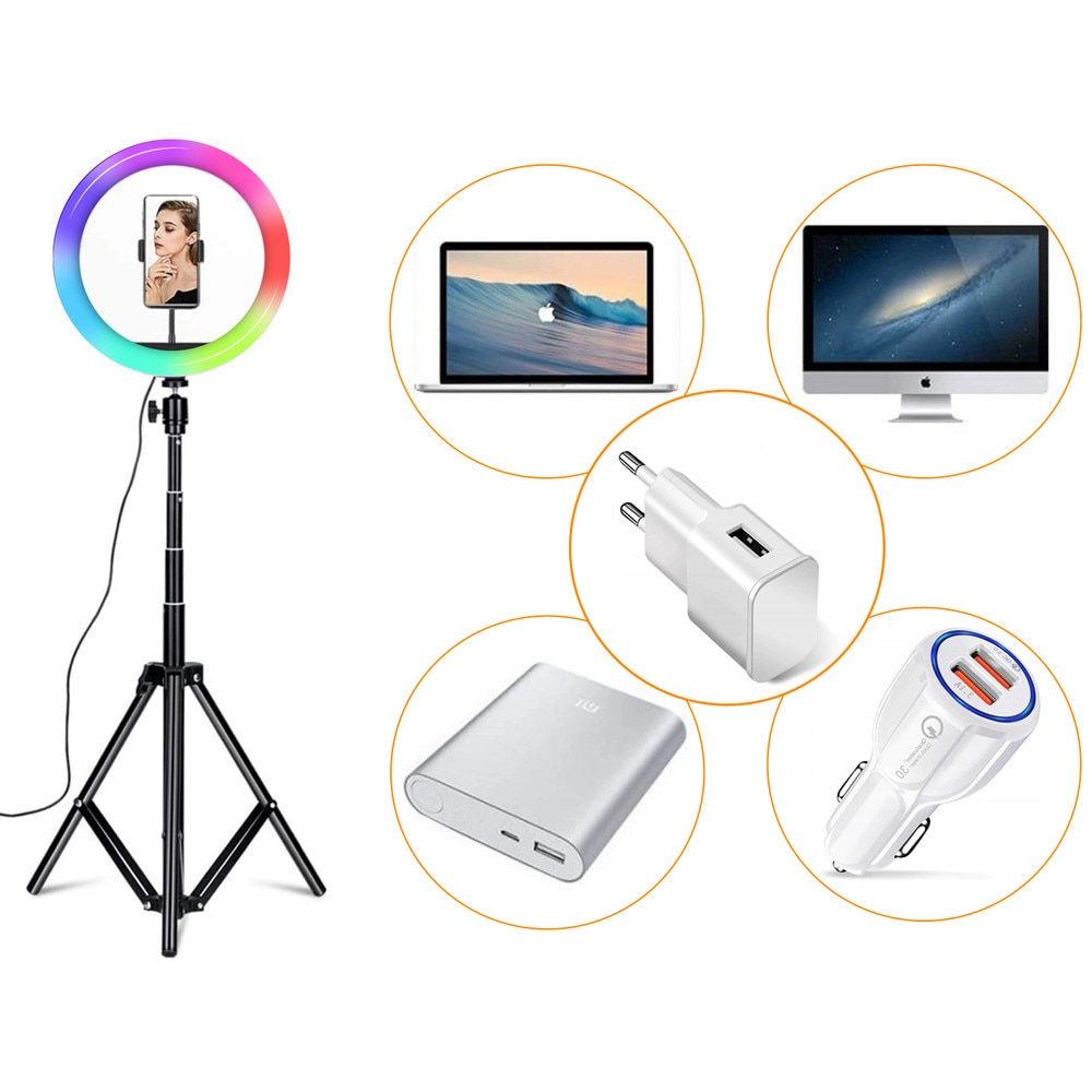 Ring light RGB cu diametrul de 30 cm | Trepied reglabil 210 cm | CA-004 ...