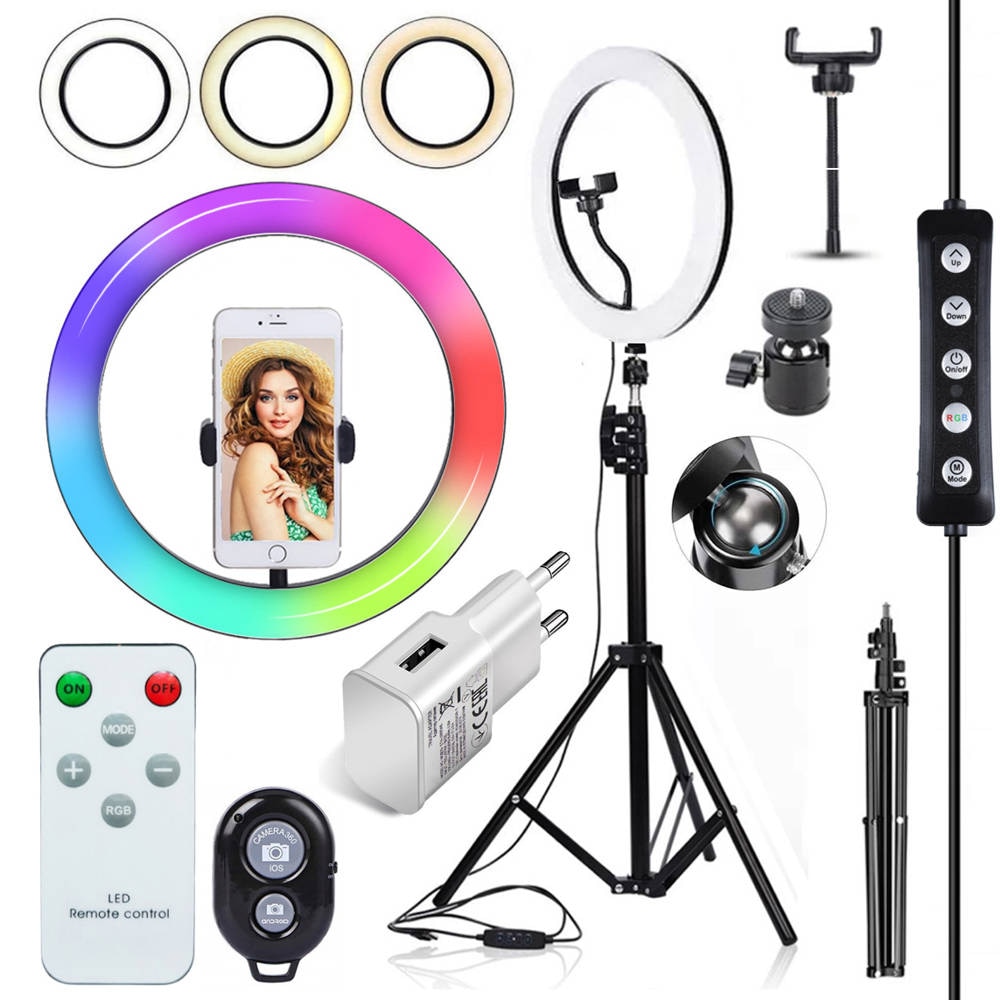 Ring light RGB cu diametrul de 30 cm | Trepied reglabil 210 cm | CA-004 ...