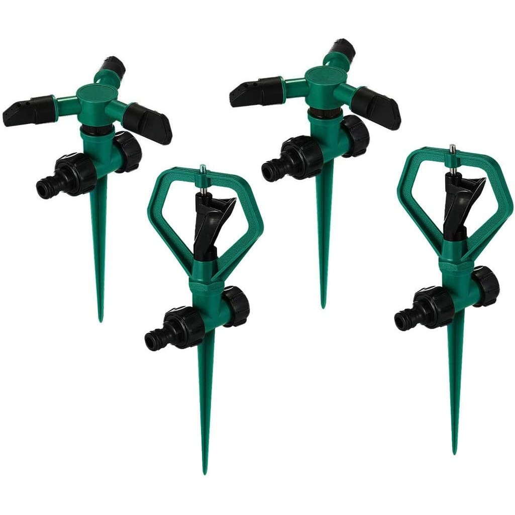 Set 4 aspersoare rotative cu 3 brate, 3000 m, Negru/Verde - eMAG.ro