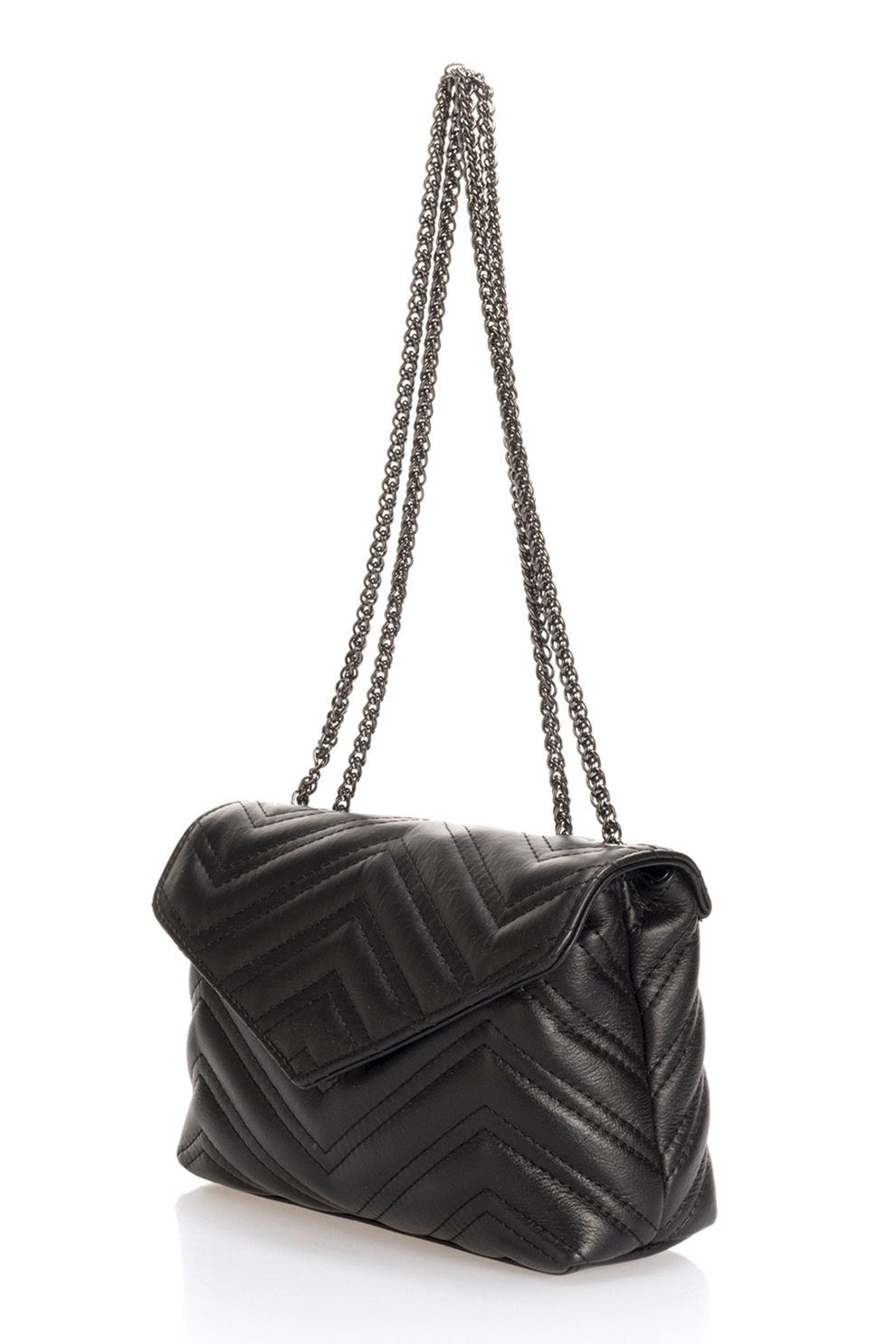 Massimo Castelli, Geanta crossbody de piele cu bareta de lant ...