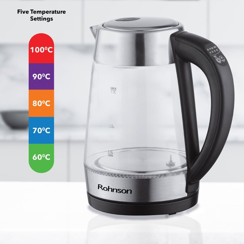 Fierbator Rohnson R7670, 2200 W, 1.7 l, fara fir, baza rotativa la 360 ...