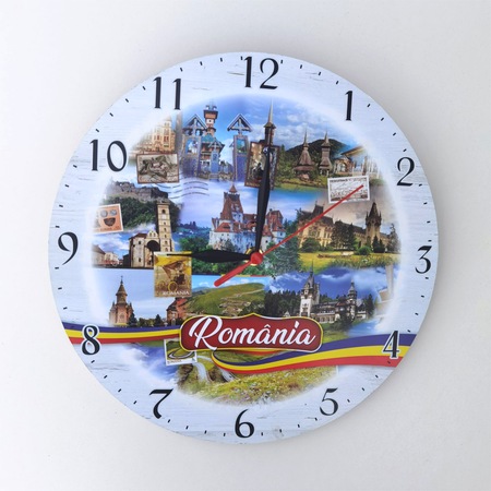 Ceas de perete Romania turistica, Inedit Print, SVR4, 28 cm - eMAG.ro