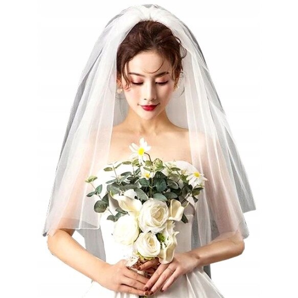 Voal mireasa, Edibazzar, Tul, Cu trena, Alb - eMAG.ro