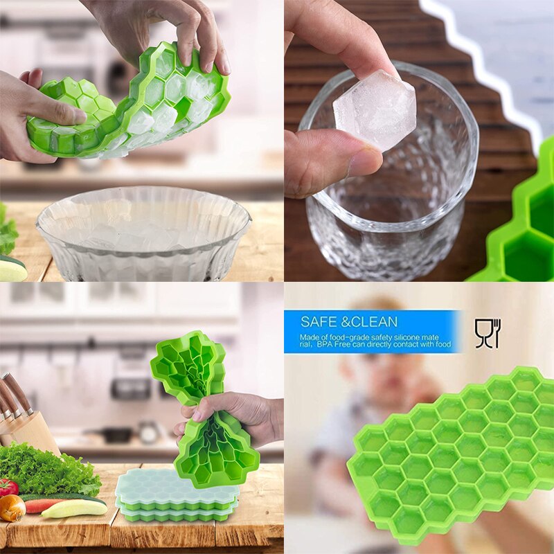 Set 2 forme pentru gheata, FreeBiz, Silicon, Verde/Galben - eMAG.ro