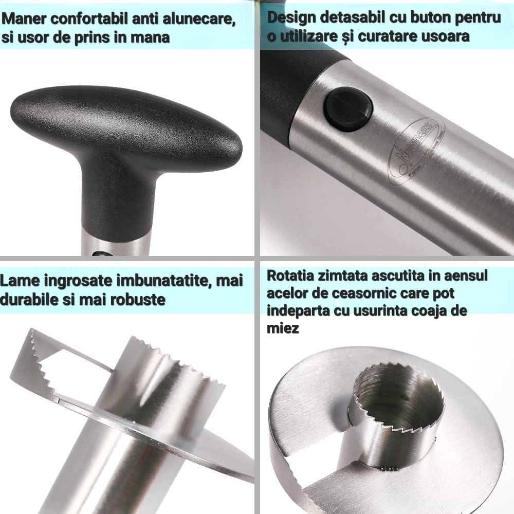 Cutit pentru feliat si decojit ananas DIGIMAT®, material metalic, usor ...