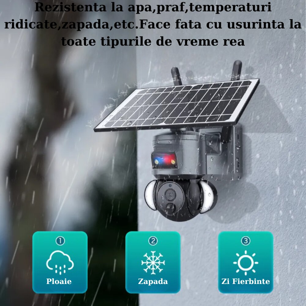 Camera de supraveghere WIFI 3 MP cu Panou Solar, de exterior, Full HD ...