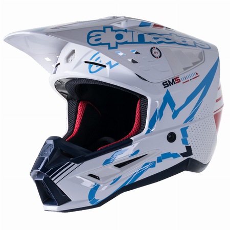 Casca motocross Alpinestars sm5 act, Alb/Albastru, M - eMAG.ro