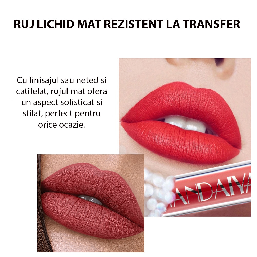 Set 6 rujuri lichide mate rezistente la transfer, B, Handaiyan, 2,5 ml ...