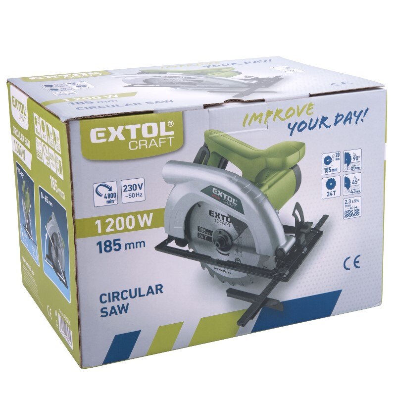 Fierastrau circular, Extol Craft, 1200W, 185 mm diametru disc, 65 mm ...