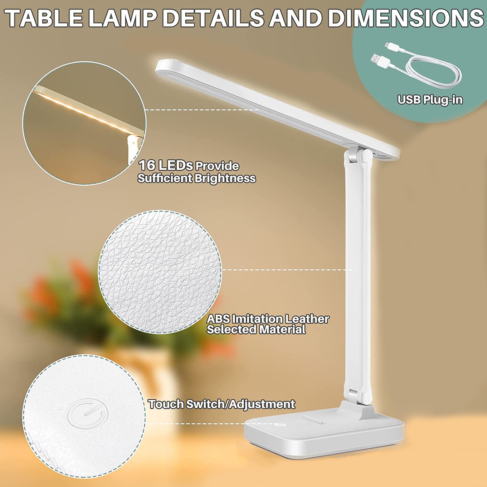 Lampa LED birou, Zggzerg, Atingere de control, 3 nivele 3000K-6500K ...