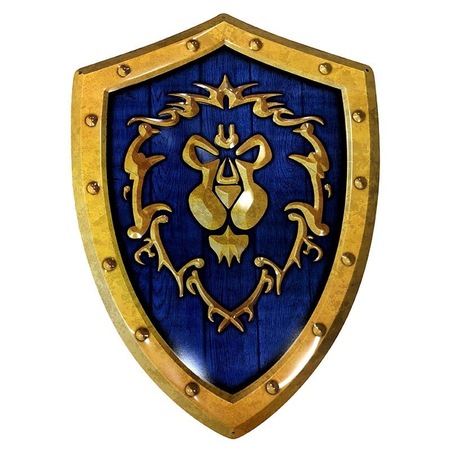 Щит World of Warcraft, Metal Alliance, Метал, Син/Жълт, 28x38 см - eMAG.bg