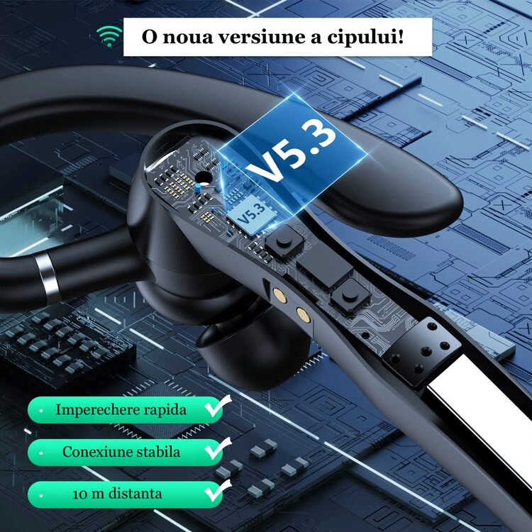 Casca Bluetooth Merkie® I33, 2 Microfoane, Eliminare Zgomot, Handsfree ...