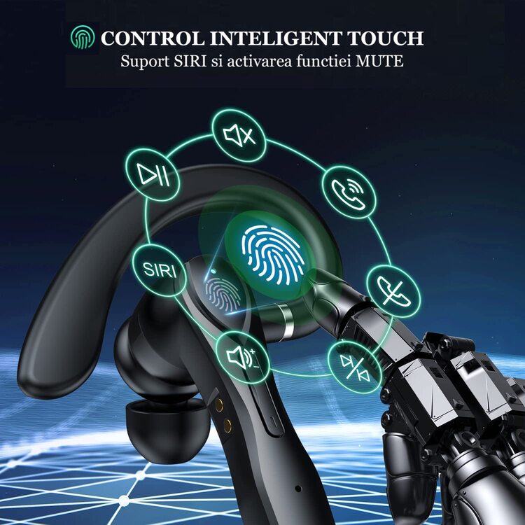 Casca Bluetooth Merkie® I33, 2 Microfoane, Eliminare Zgomot, Handsfree ...