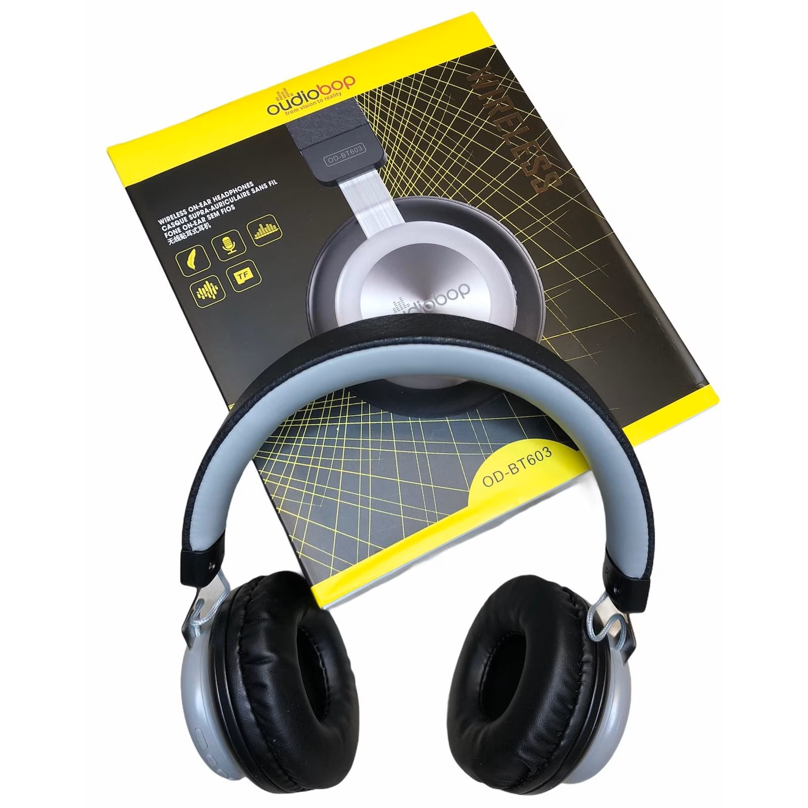 Casti audio Wireless Bluetooth, Radio FM, MicroSD, Microfon incorporat ...