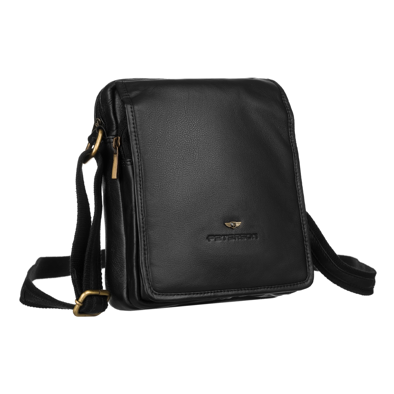 Geanta pentru barbati, piele naturala, negru, black, Peterson, 21 x 18 ...