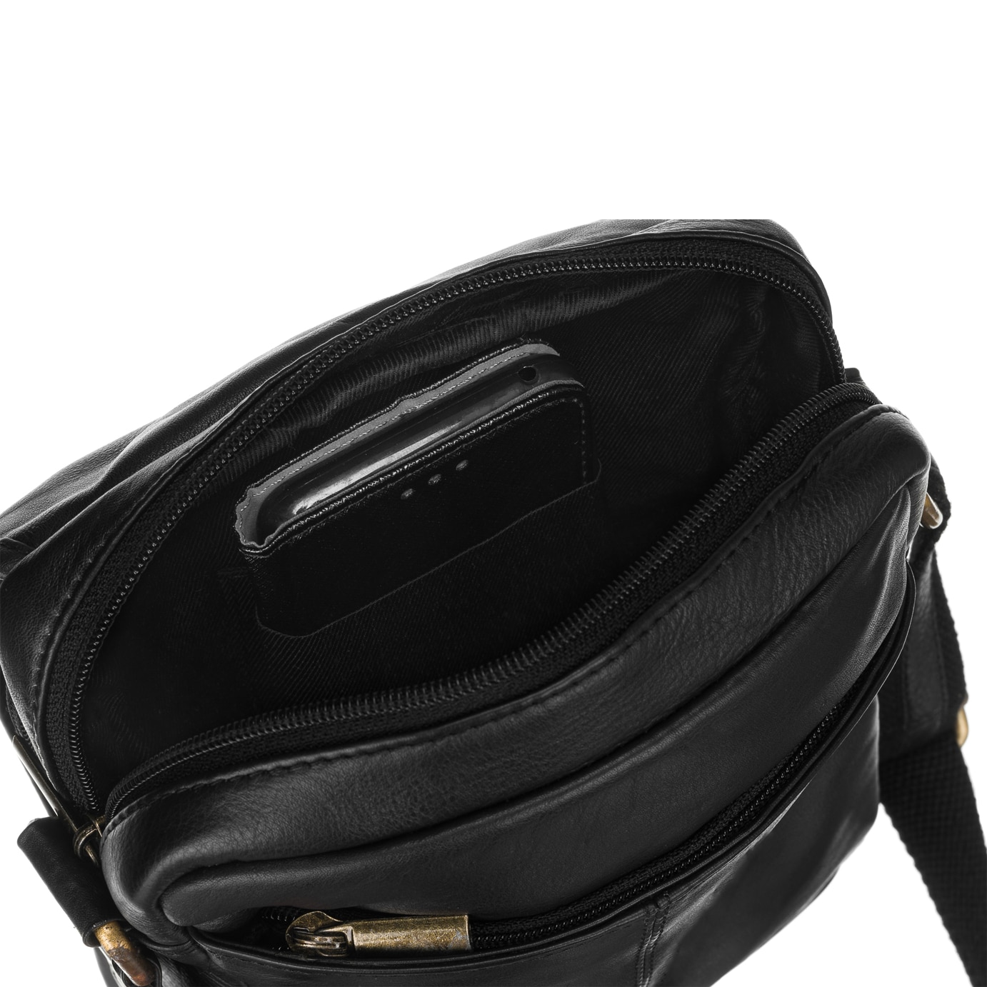 Geanta pentru barbati, piele naturala, negru, black, Peterson, 21 x 18 ...