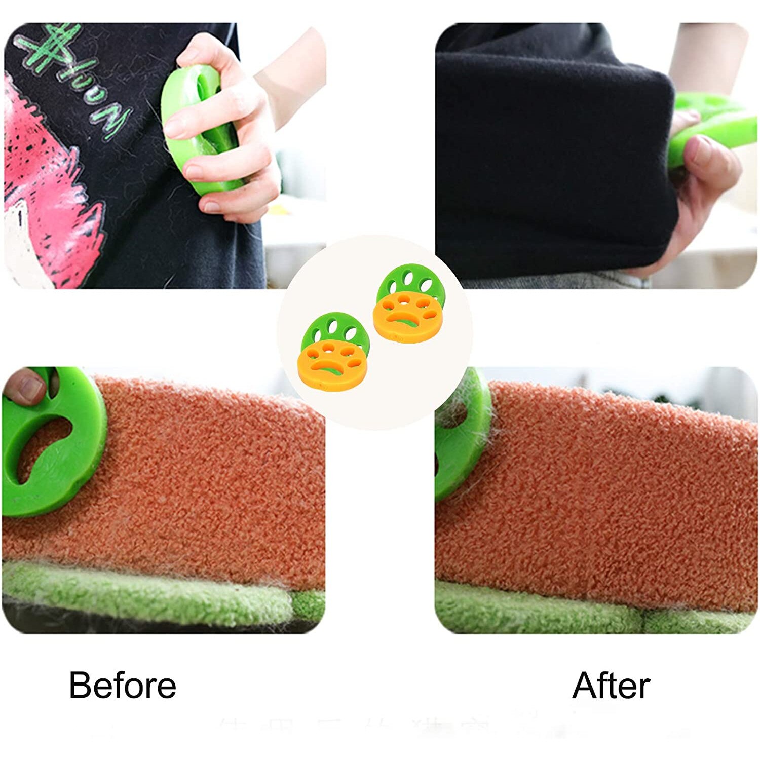 Set 4 perii curatare par animale, Silicon, Verde/Portocaliu - eMAG.ro