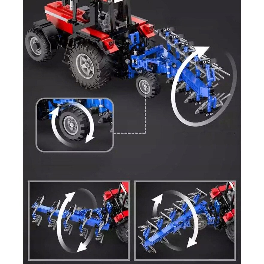 Tractor cu plug din blocuri CADA technic, cu telecomandat, 1658 ...