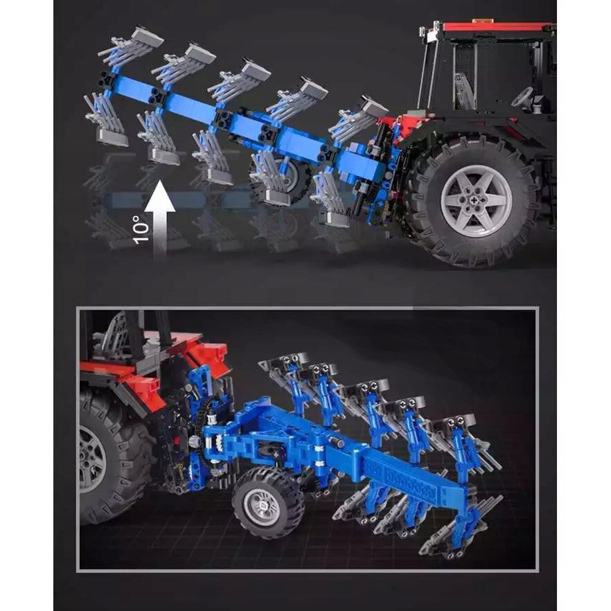 Tractor cu plug din blocuri CADA technic, cu telecomandat, 1658 ...
