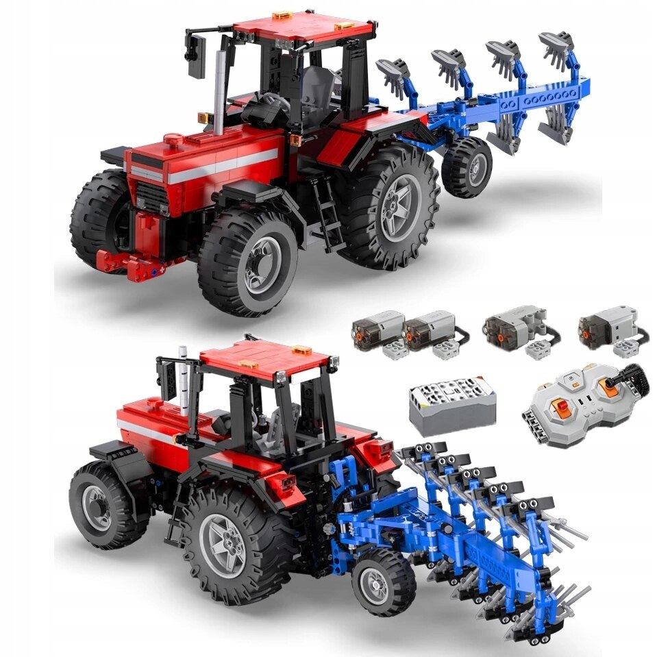 Tractor cu plug din blocuri CADA technic, cu telecomandat, 1658 ...