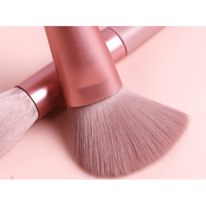 Set 8 pensule machiaj, Cu geanta depozitare, Roz - eMAG.ro