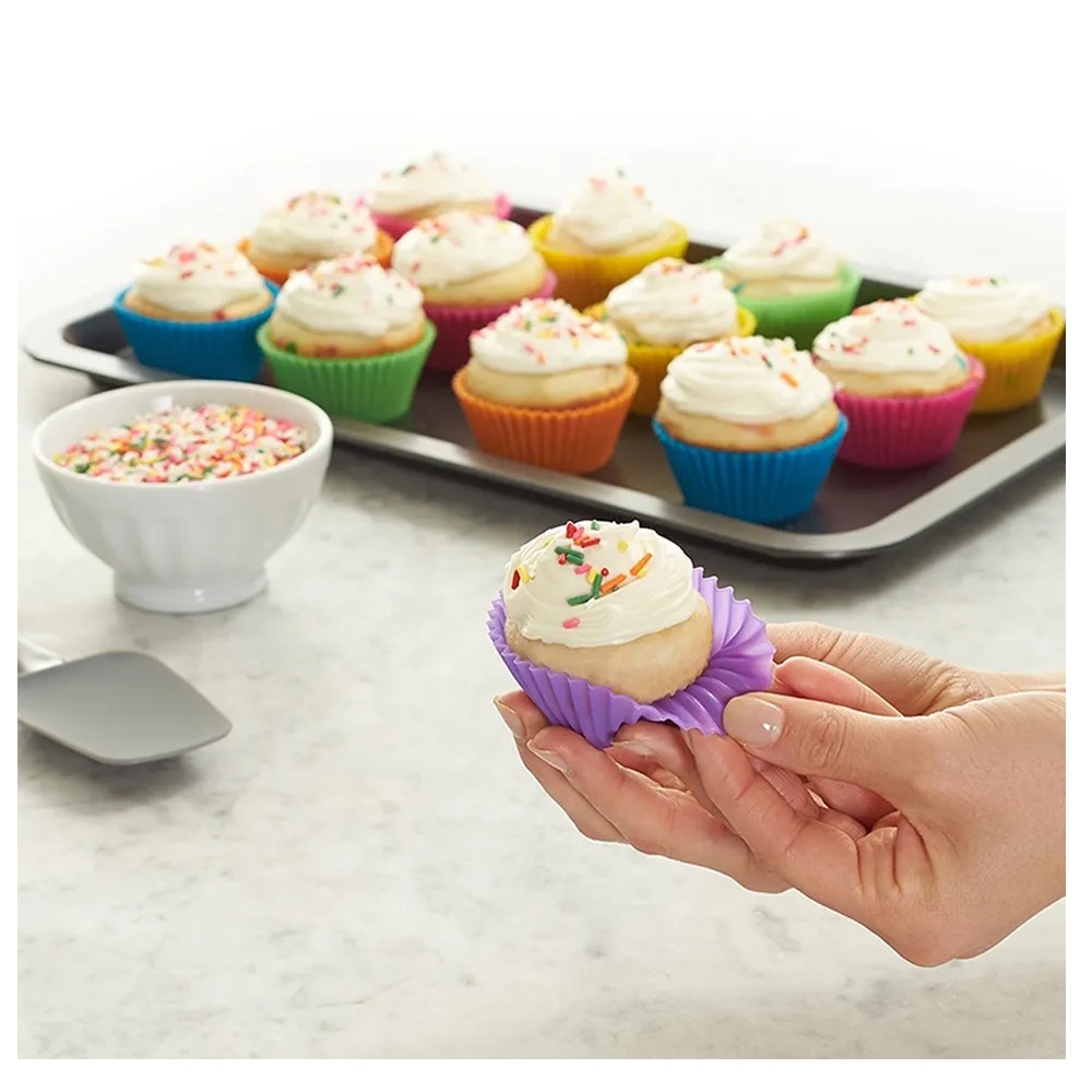 Set 48 forme rotunde din silicon pentru Savarine, Tarte, Briose ...