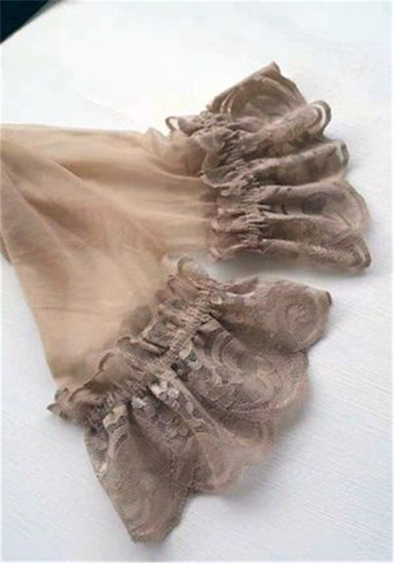 Ciorap dama, 3 sferturi, AEWOYAD, elastic model, dantela, Bej, One Size ...
