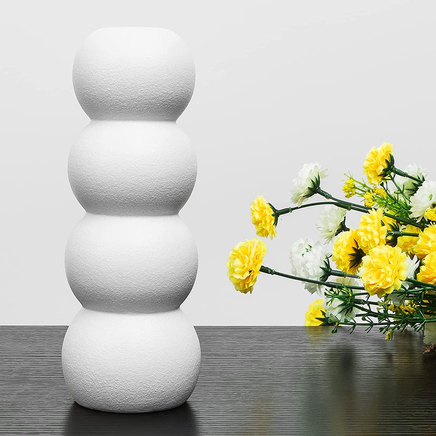 Set 2 vaze decorative pentru flori, living, dormitor, alb si negru, 15 ...