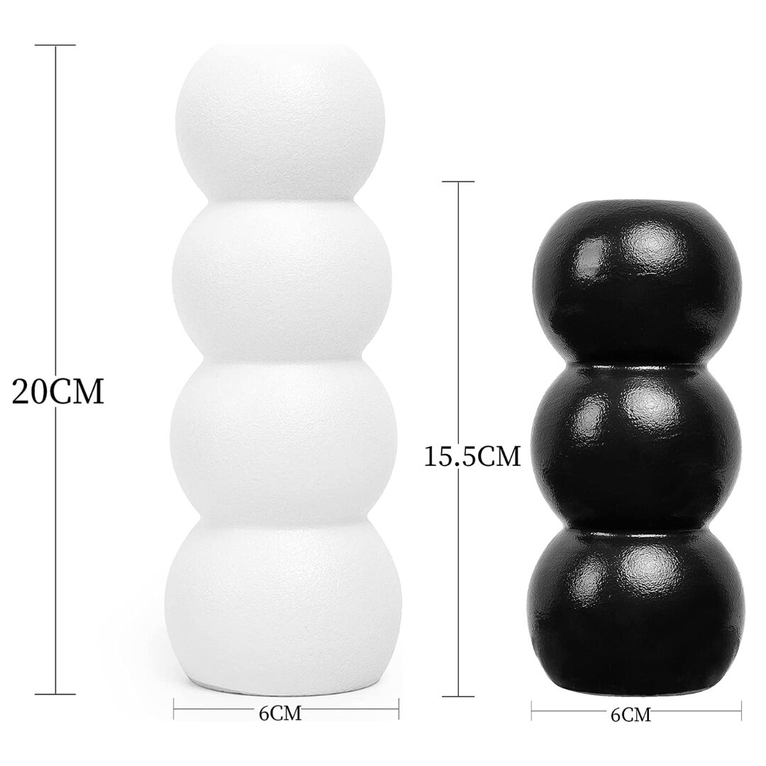 Set 2 vaze decorative pentru flori, living, dormitor, alb si negru, 15 ...
