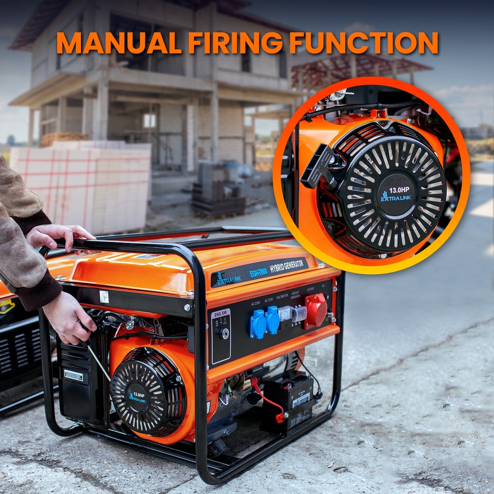 Generator hibrid, Extralink, EGH-7000, Benzina/Gaz, 7kW, 25L, Trifazat ...