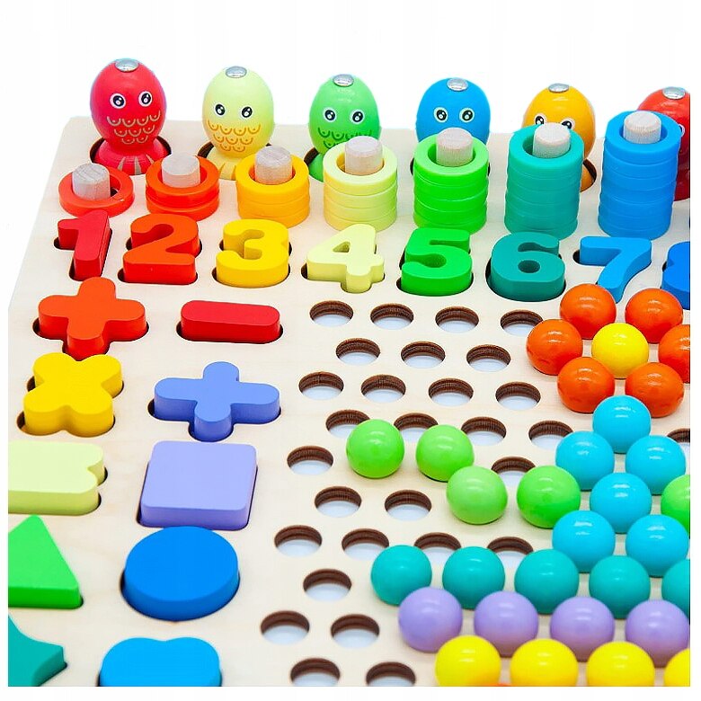 Joc educativ de sortare, Matematica, 178 elemente, Lemn, Multicolor ...