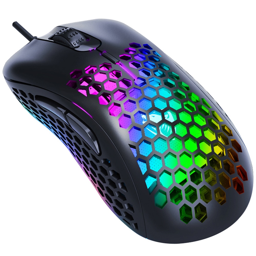Mouse gaming cu fir, Interlook, USB, Iluminare LED RGB, 800-6400 DPI, 6 ...