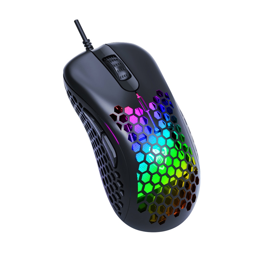 Mouse gaming cu fir, Interlook, USB, Iluminare LED RGB, 800-6400 DPI, 6 ...