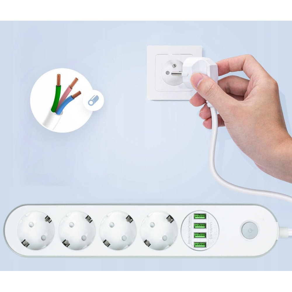 Priza multipla 4 prize, Interlook, 1,8 m, Negru - eMAG.ro