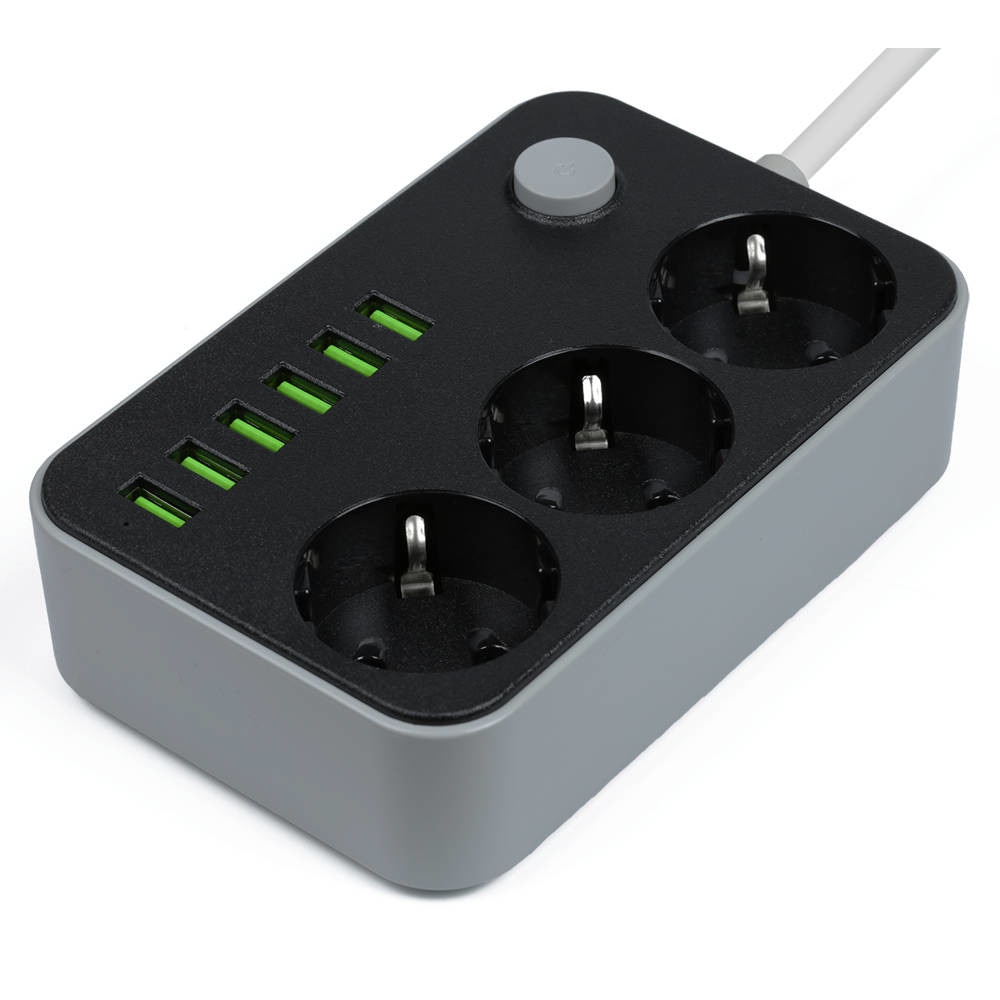 Protector supratensiune, Interlook, 3x prize, 230V, 6x prize USB 5V, 2 ...