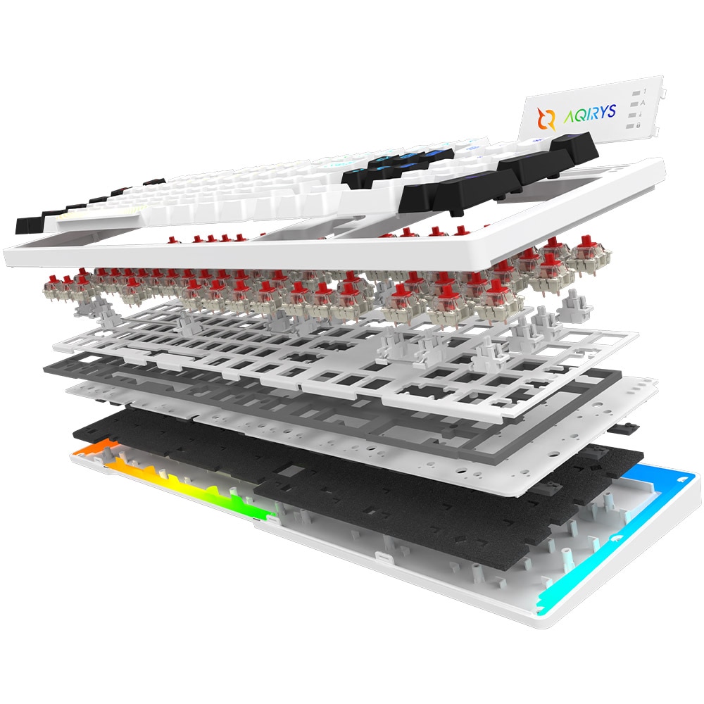 Tastatura AQIRYS Aludra, Gateron G Pro 2.0 Red Switch, iluminare RGB ...