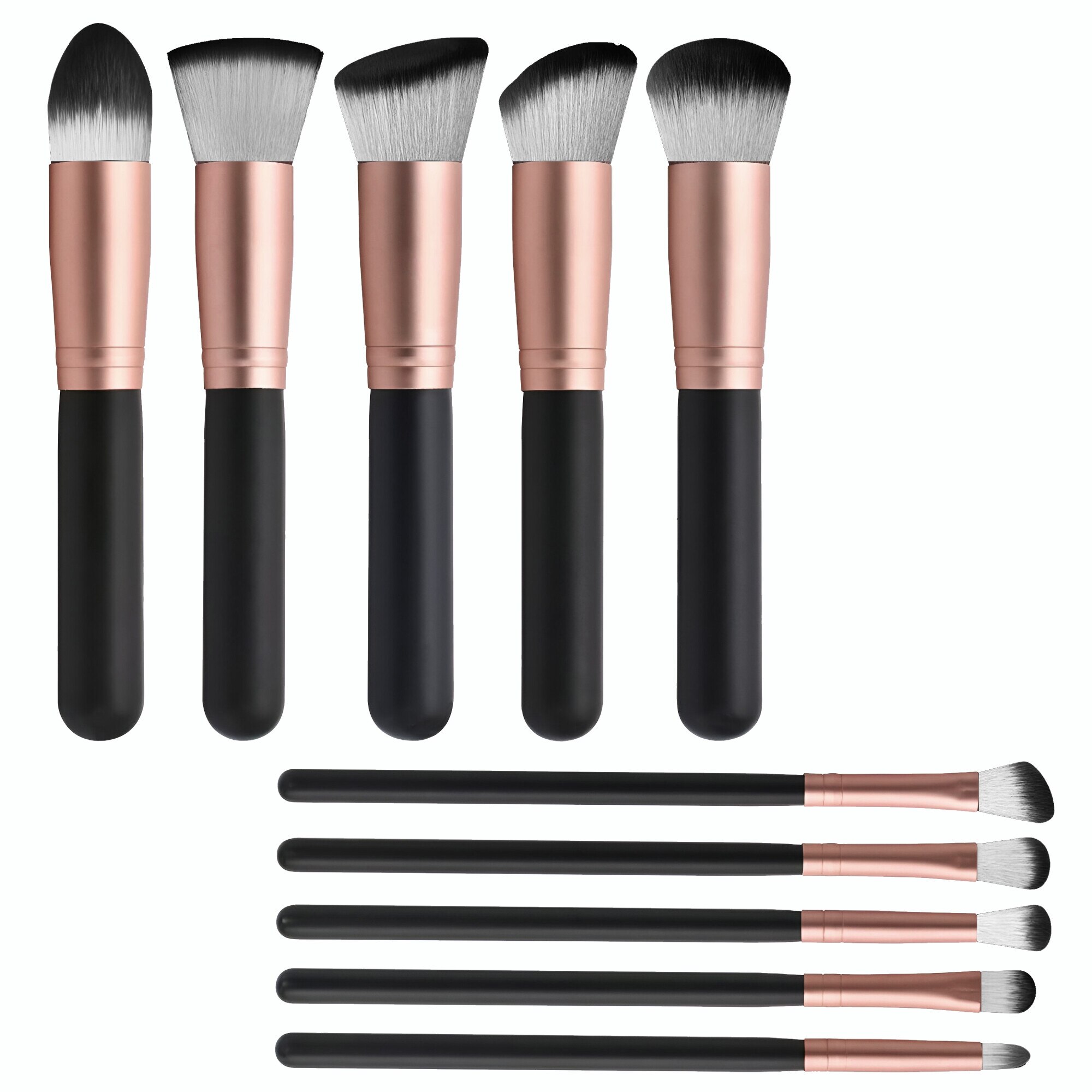 Set Pensule Machiaj Profesional RETOO BeautyCare, 10 Piese, Varf Scurt ...