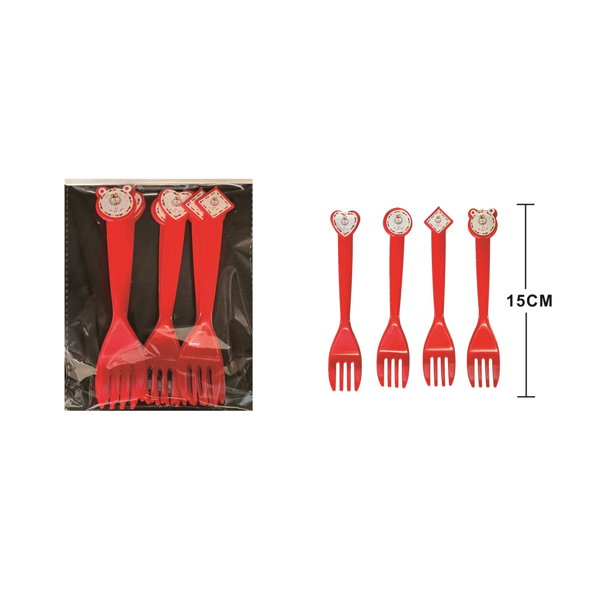 Set 8 Furculite pentru Petrecere, reutilizabile La multi ani, Rosu,15 ...