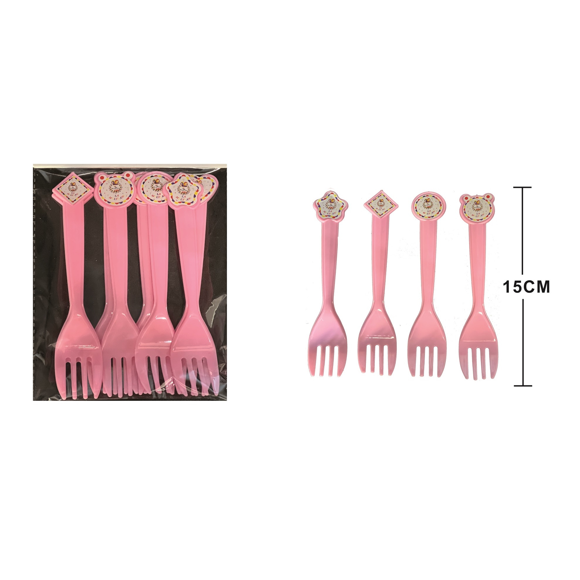 Set 8 Furculite pentru Petrecere, reutilizabile La multi ani, Roz,15 cm ...