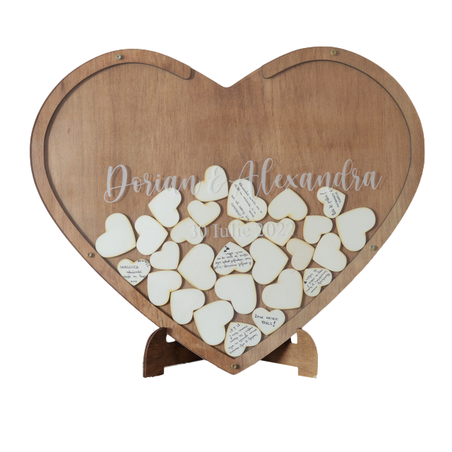 Carte de oaspeti nunta Dropbox inima, TMArt, lemn, culoare Stejar, 60 ...