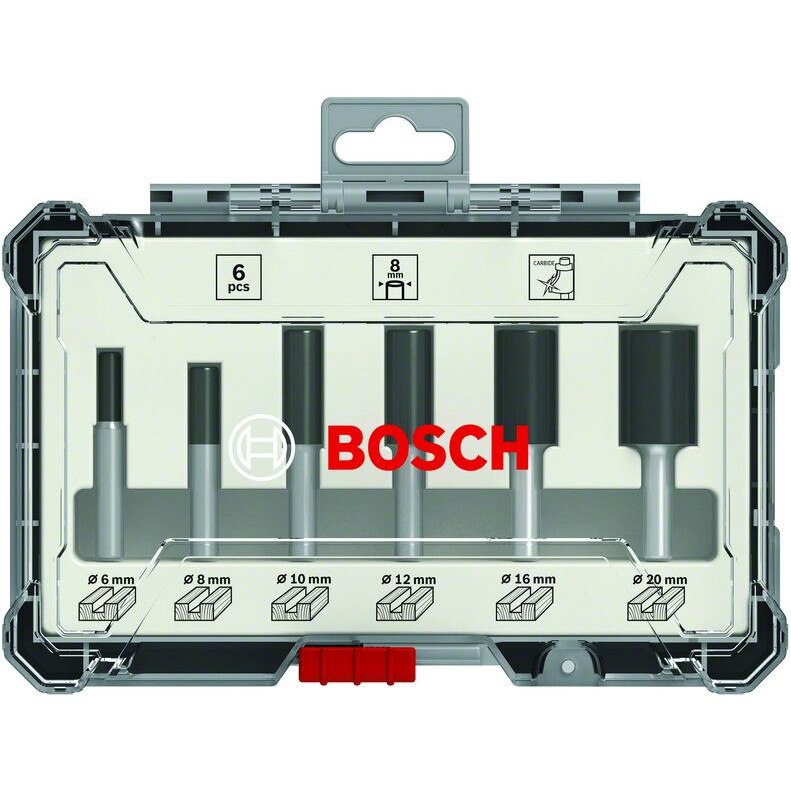 Set 6 freze de profilat canturi, Bosch, Maner 8 mm, Negru/Argintiu ...