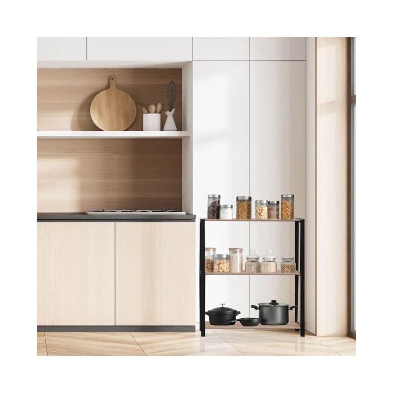 Raft, Lemn, 65x29x78 cm, Bej/Negru - eMAG.ro