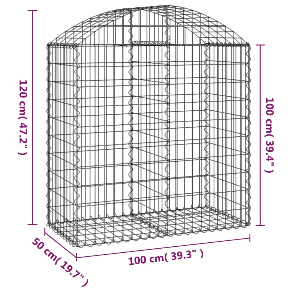 Cos gabion arcuit vidaXL, 100x50x100/120 cm, fier galvanizat, 13.65 Kg ...