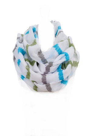 Fular circular de primavara mare, Alb/Blue pentru femei KOM-WIO-PAST-1 ...