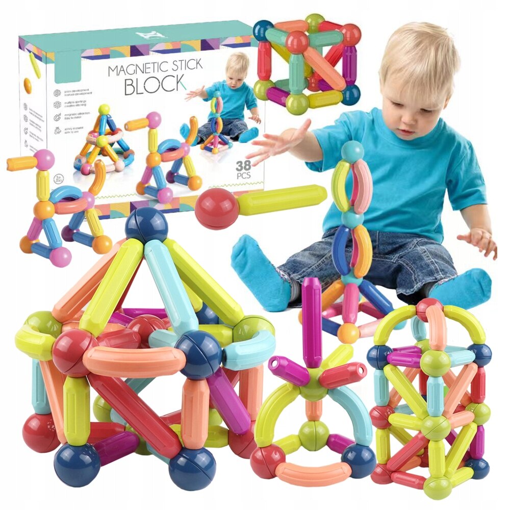 Set de constructie copii, Sfere magnetice, 38 piese, Plastic ...