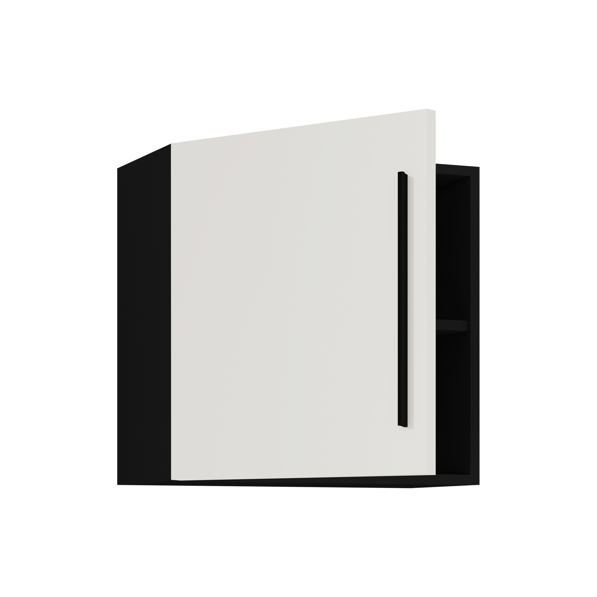 Cub haaus Haga, O Usa, Alb Lucios/Negru, MDF, L 50 x l 30 x H 50 cm ...