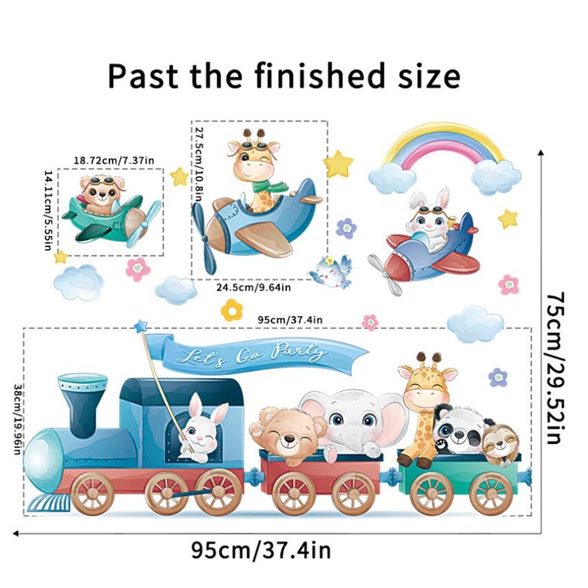 Sticker decorativ perete copii, BOMSTOM, Cu animale, reutilizabil, 95 x ...