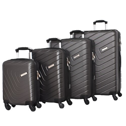 Set valize, Perfect line, ABS, 74/30/48 cm, Extender, Gri inchis, 4 buc ...