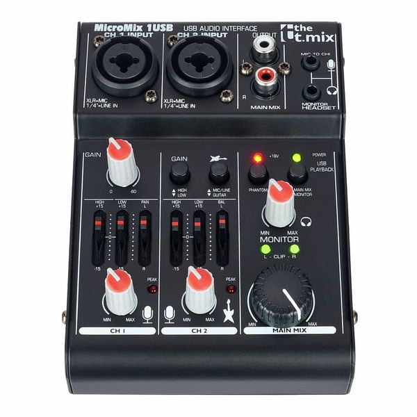 Mixer audio the t.mix MicroMix 1 USB, 2 x canale mono cu mufa combi XLR ...