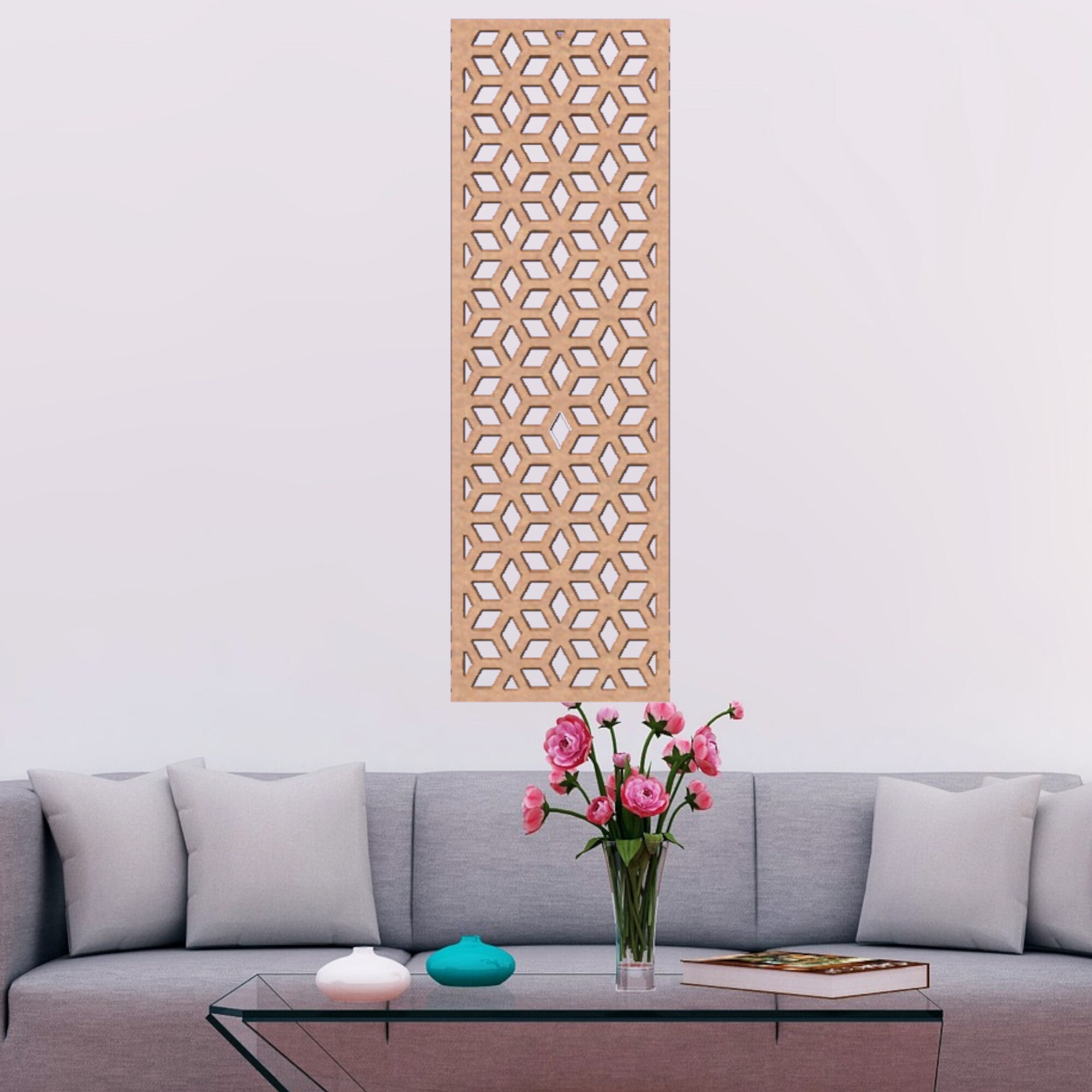 Panou decorativ traforat Mdf natur, Mos123, 150 x 48 cm, 6 mm - eMAG.ro